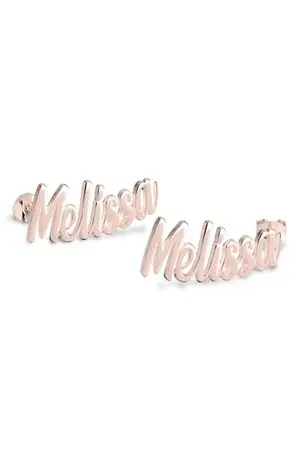 MELANIE MARIE Personalized Name Stud Earrings - Rose Gold Plated