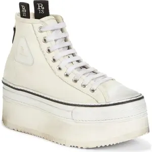 R13 Platform High-top Sneakers - Ecru