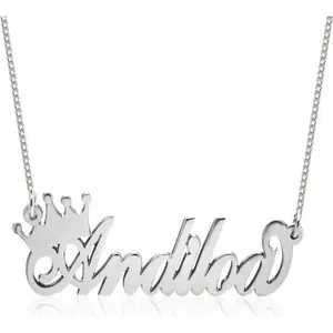 MELANIE MARIE MELANIE MARIE Crown-Topped Nameplate Pendant Necklace Sterling Silver