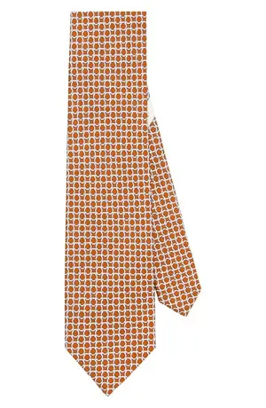 FERRAGAMO FERRAGAMO Gancini Print Silk Tie Marrone