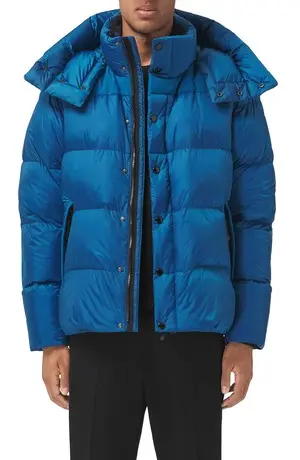 Burberry Lockwell Detachable Sleeve Down Puffer Coat Midnight Navy