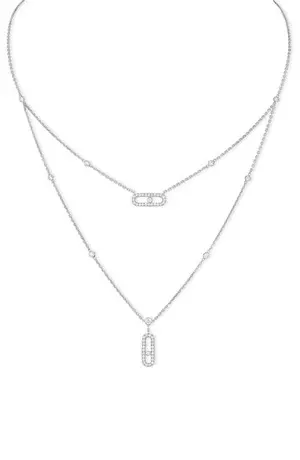 Messika Messika Lucky Move Pavé Diamond Layered Pendant Necklace White Gold/diamond