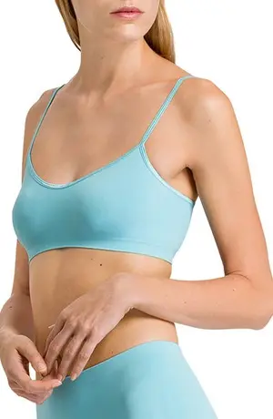 Hanro Touch Feeling Spaghetti Crop Top Soft Cyan