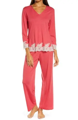 Natori NATORI Luxe Shangri-La Pajamas Ht. Brocade Red