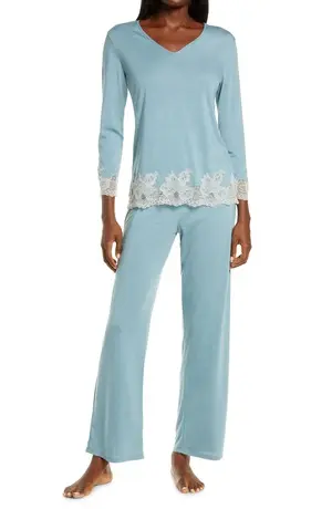 Natori NATORI Luxe Shangri-La Pajamas Ht. Stone Blue