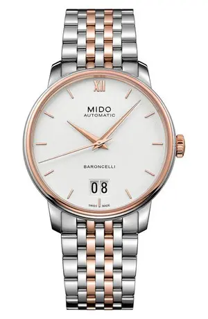 MIDO Baroncelli Iii Automatic Bracelet Watch - Silver/white/rose Gold