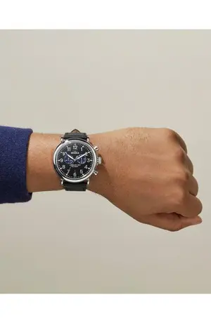 Shinola The Runwell Chrono Leather Strap Watch - Black/silver