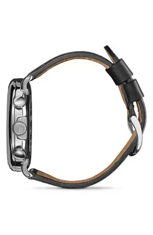 Shinola The Runwell Chrono Leather Strap Watch - Black/silver