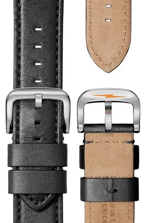 Shinola The Runwell Chrono Leather Strap Watch - Black/silver