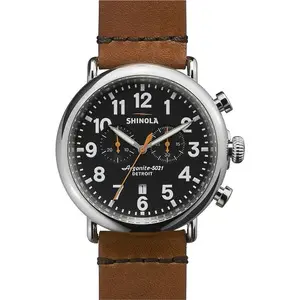 Shinola Shinola The Runwell Chrono Leather Strap Watch Brown/black/silver