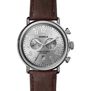 Shinola Shinola The Runwell Chrono Leather Strap Watch Brown/silver