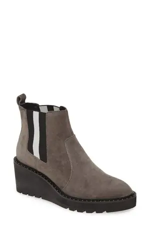 CECILIA NEW YORK Gemma Wedge Boot Gray Leather
