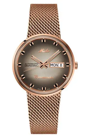 MIDO Commander Mesh Strap Watch - Rose Gold