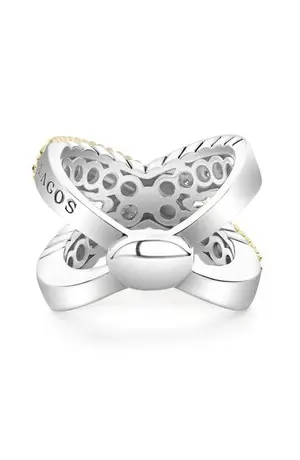 Lagos Caviar Lux Diamond Band Ring - Silver
