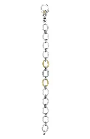 Lagos Caviar Lux Diamond Station Link Bracelet - Silver/diamond