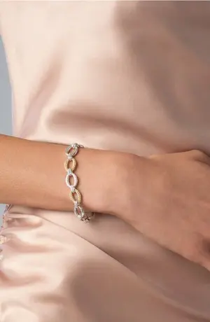 Lagos Caviar Lux Diamond Station Link Bracelet - Silver/diamond