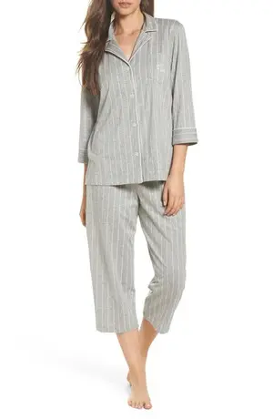 Ralph Lauren Knit Crop Cotton Pajamas - Greystone