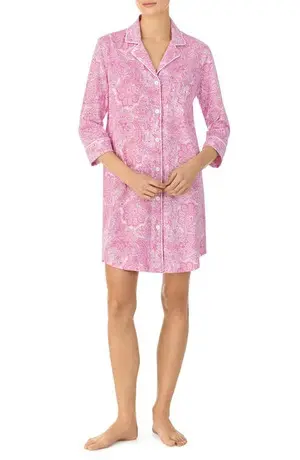 Ralph Lauren Cotton Jersey Sleep Shirt - Pink Paisley