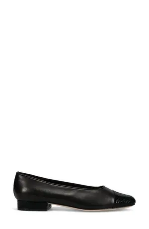Vaneli Cap Toe Flat - Black Leather