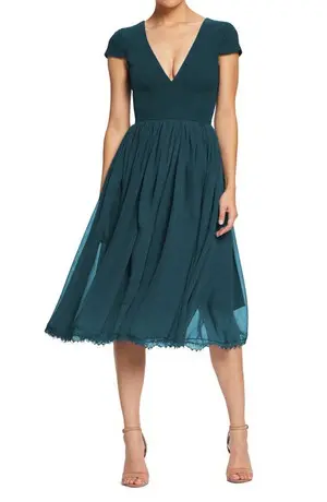 Dress The Population Fit & Flare Cocktail Dress - Pine