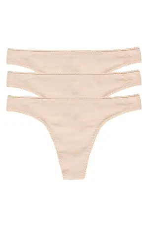 ON GOSSAMER Cabana Cotton 3-pack Thongs - Champagne