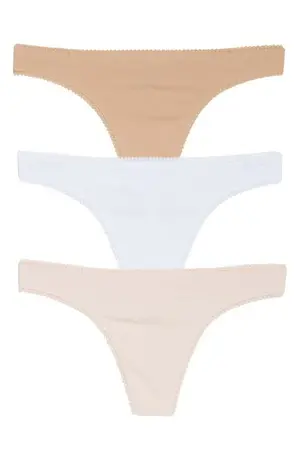 ON GOSSAMER Cabana Cotton 3-pack Thongs Champagne/blush/white