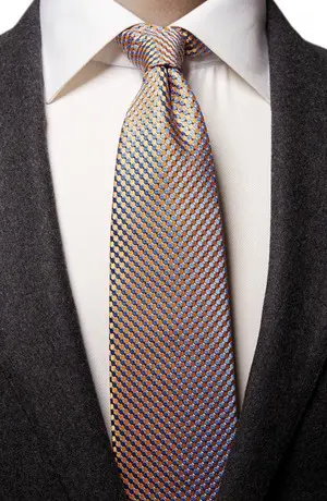 Eton Microdot Silk Neck Tie - Yellow