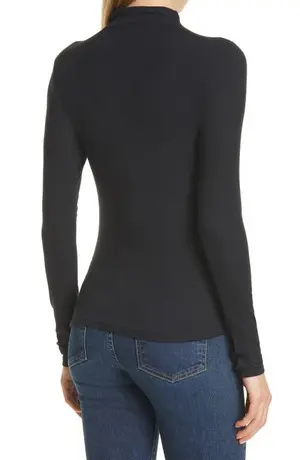 Veronica Beard Theresa Ruched Mock Neck Top