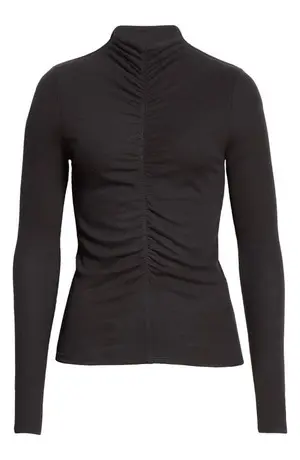 Veronica Beard Theresa Ruched Mock Neck Top
