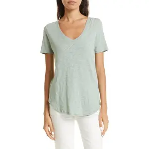 ATM Anthony Thomas Melillo Slub Cotton V-neck T-shirt - Surf Green