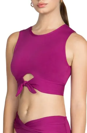 Robin Piccone Ava Longline Knot Front Bikini Top - Acai