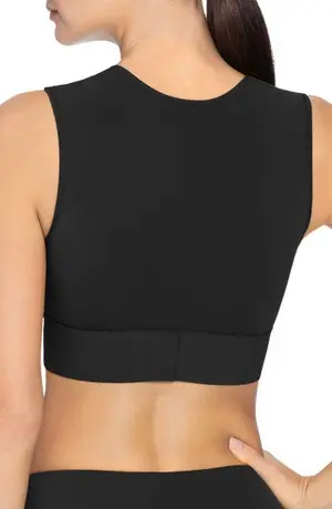 Robin Piccone Ava Longline Knot Front Bikini Top - Black