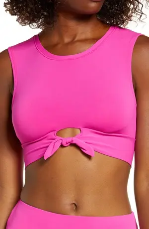 Robin Piccone Robin Piccone Ava Longline Knot Front Bikini Top Fuchsia