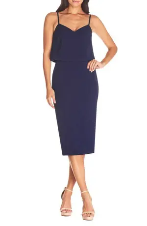 Dress The Population Alondra Blouson Sheath Dress - Midnight Blue