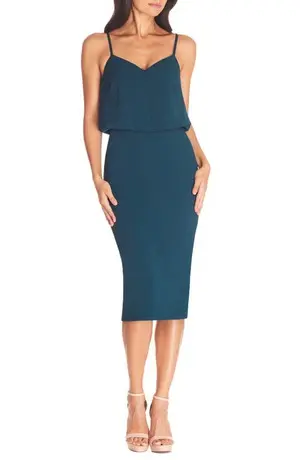 Dress The Population Alondra Blouson Sheath Dress - Pine