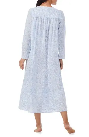 Eileen West Long Sleeve Cotton Nightgown - Blue Prt