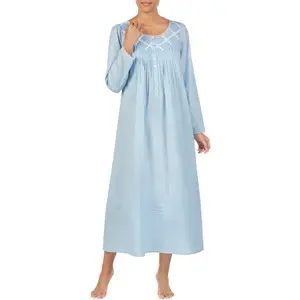 Eileen West Long Sleeve Nightgown - Solid Blue