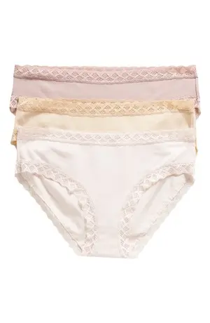 Natori Bliss 3-pack Cotton Blend Briefs Ant/co/pnk