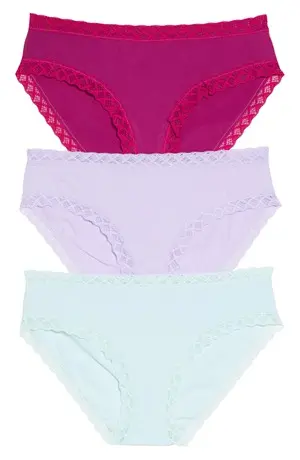 Natori Bliss 3-pack Cotton Blend Briefs Bry/gr/mnt