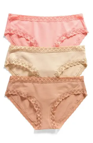 Natori Bliss 3-pack Cotton Blend Briefs Cafe/ Sand/ Pink