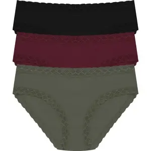 Natori Bliss 3-pack Cotton Blend Briefs Fl/fig/blk