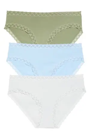 Natori Bliss 3-pack Cotton Blend Briefs Green/ Blue/ Grey