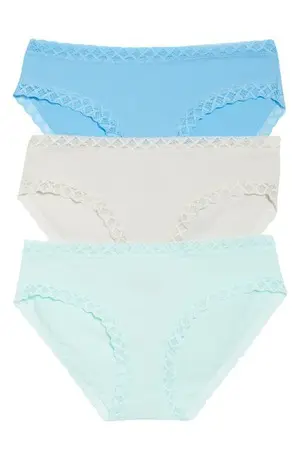 Natori Bliss 3-pack Cotton Blend Briefs Jul/ Ln/ Blu