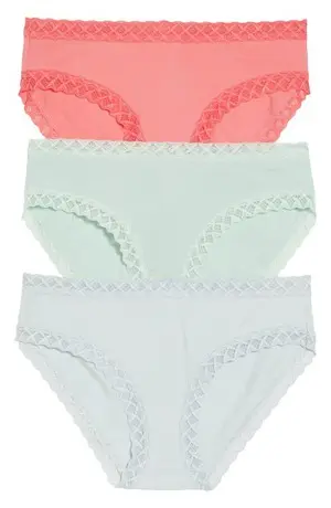 Natori Bliss 3-pack Cotton Blend Briefs Mnt/ Dsk/ Pk