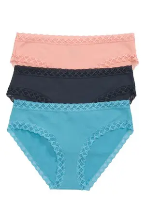 Natori Bliss 3-pack Cotton Blend Briefs Nvy/lk/pnk