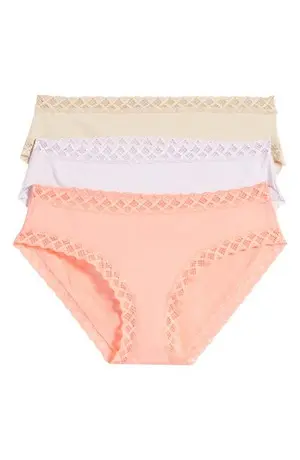 Natori Bliss 3-pack Cotton Blend Briefs Pap/lav/cf