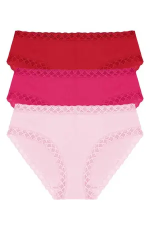 Natori Bliss 3-pack Cotton Blend Briefs Red/ Blush/ Pink