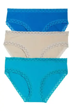 Natori Bliss 3-pack Cotton Blend Briefs Sandcastle/ Blue/ Tropical