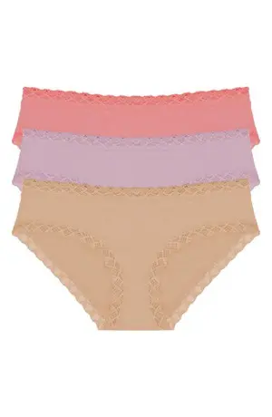 Natori Bliss 3-pack Cotton Blend Briefs Sea/ Lil/ Cf