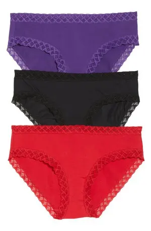 Natori Bliss 3-pack Cotton Blend Briefs Str/ Al/ Blk